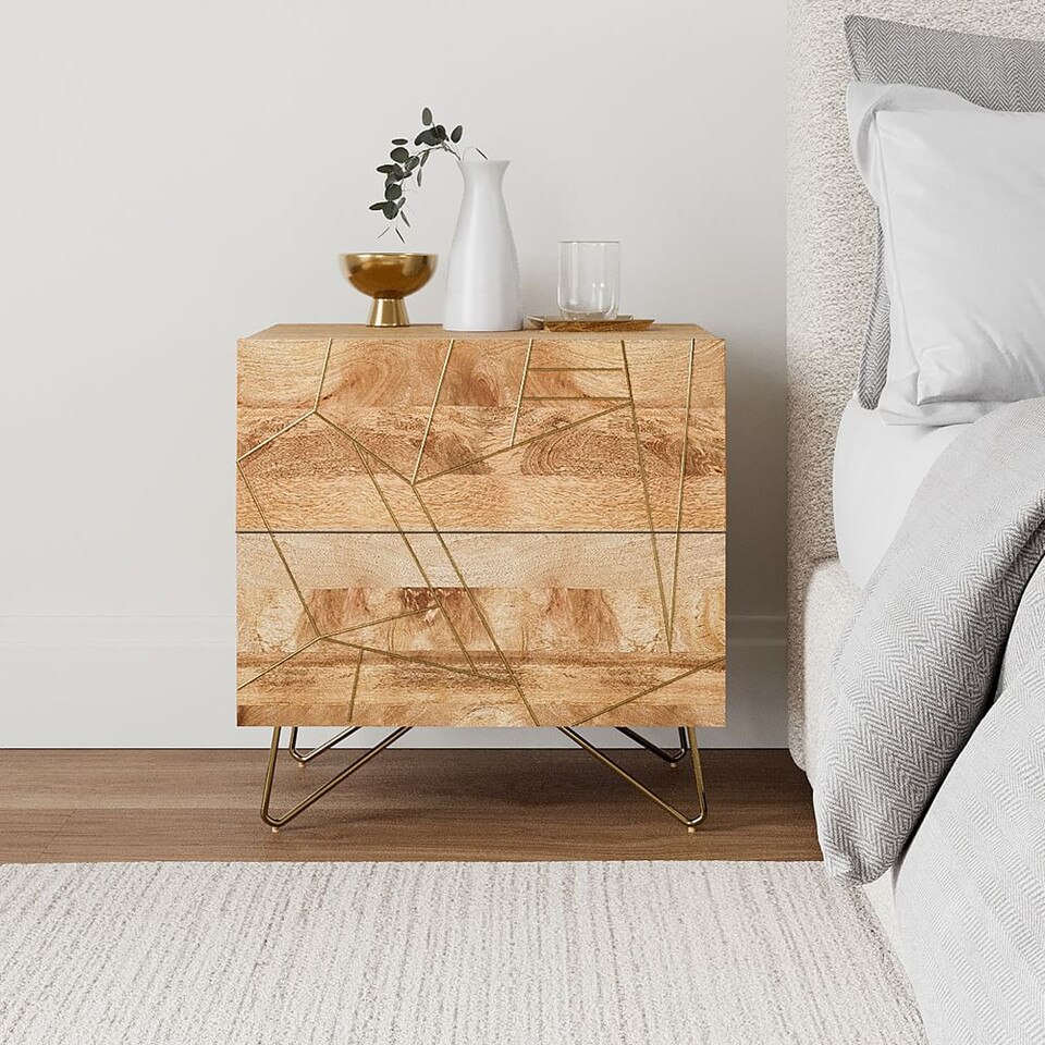Roar & Rabbitâ„¢ Geo Inlay Bedside Table (61 cm) | West Elm UK